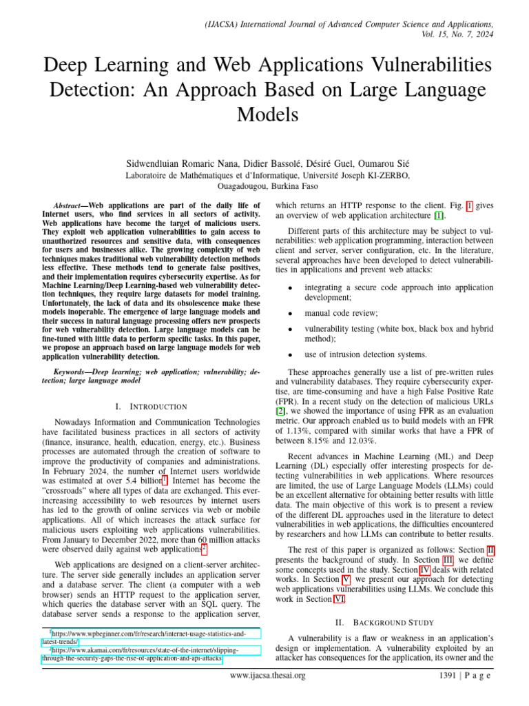 Detecting Web App Vulnerabilities with LLMs | PDF | Deep Learning ...