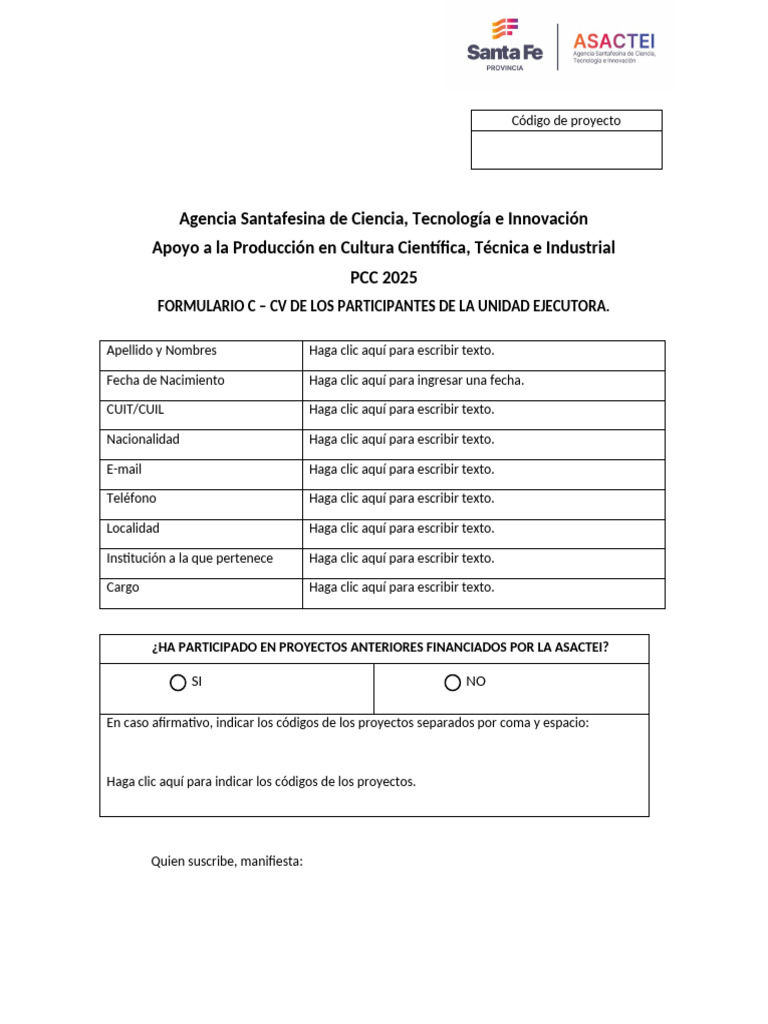 03 - PCC 2025 - Formulario C - CVs de Los Participantes de La Unidad ...