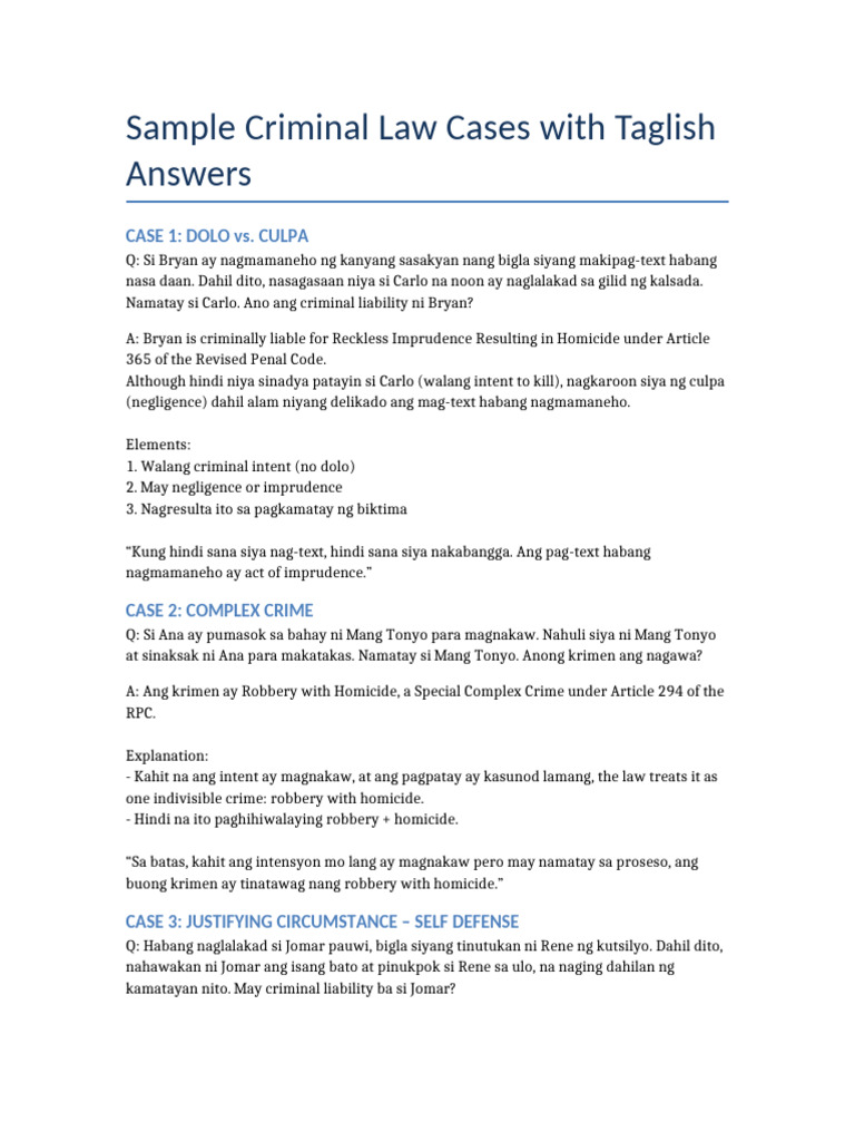 Criminal Law Taglish Cases | PDF
