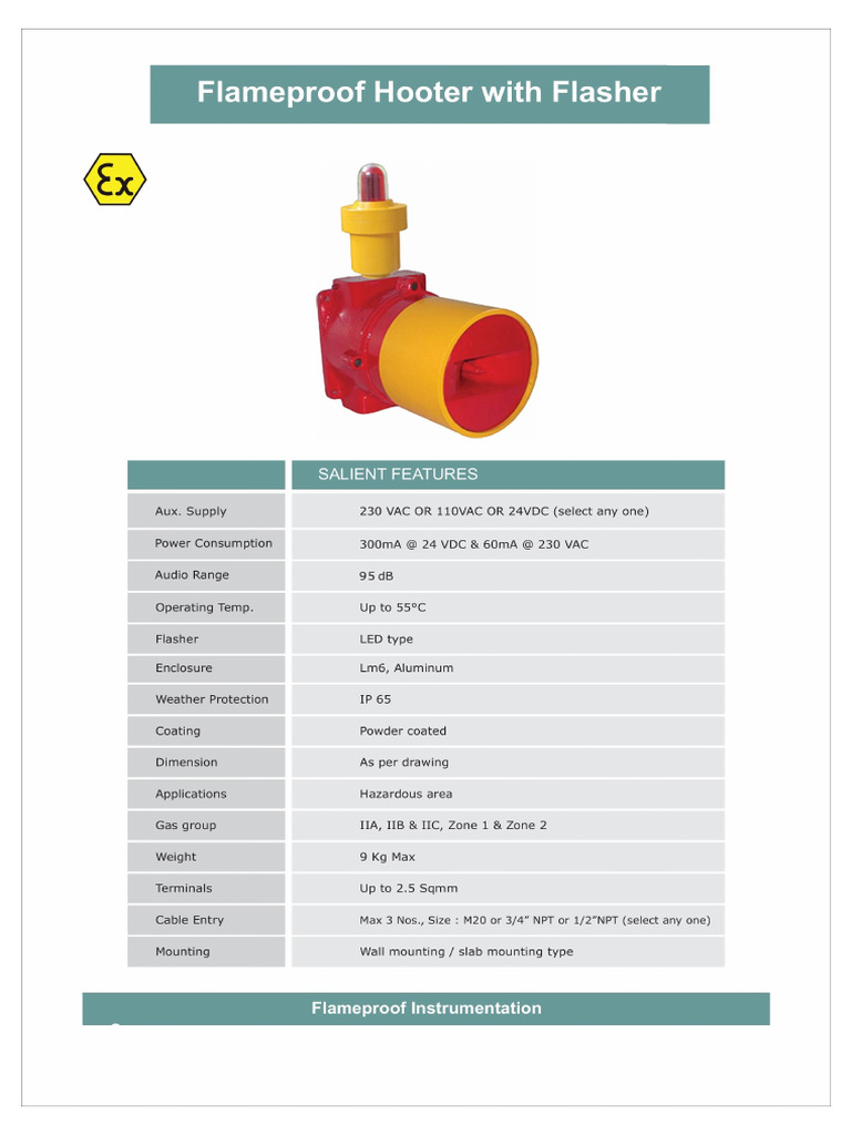 Flameproof Hooter With Flasher | PDF