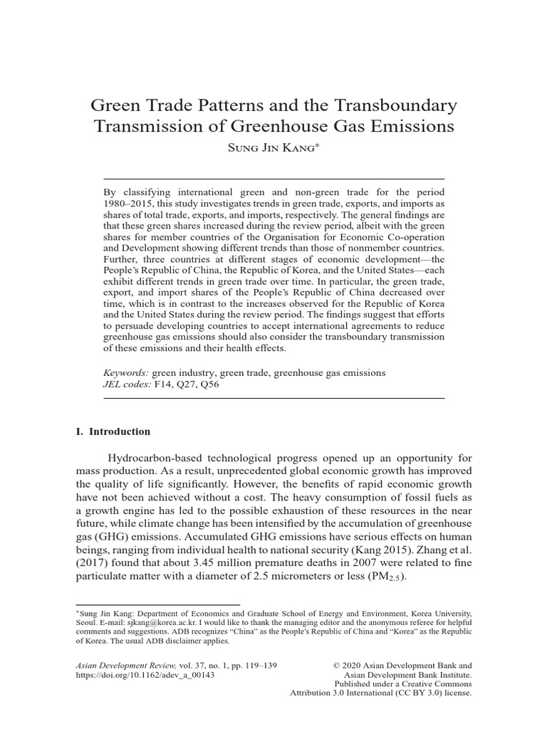 Green Trade Patterns and GHG Emissions | PDF | Developing Country ...