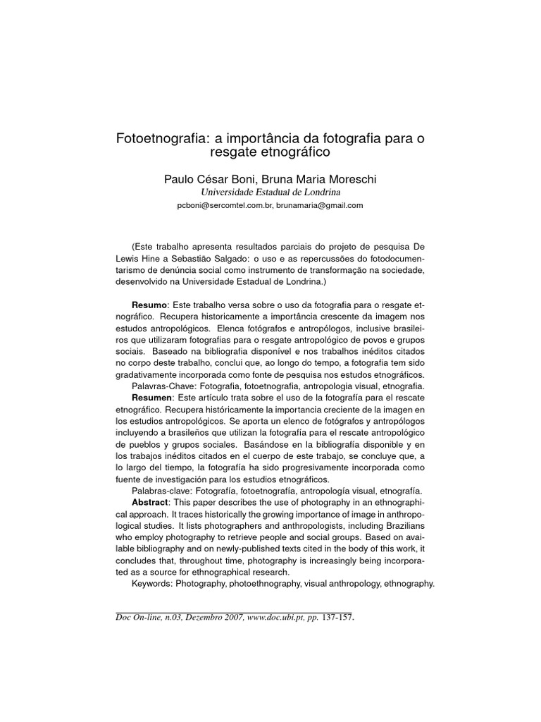 7.1 BONI, Paulo César MORESCHI, Bruna Maria. Fotoetnografia - A ...