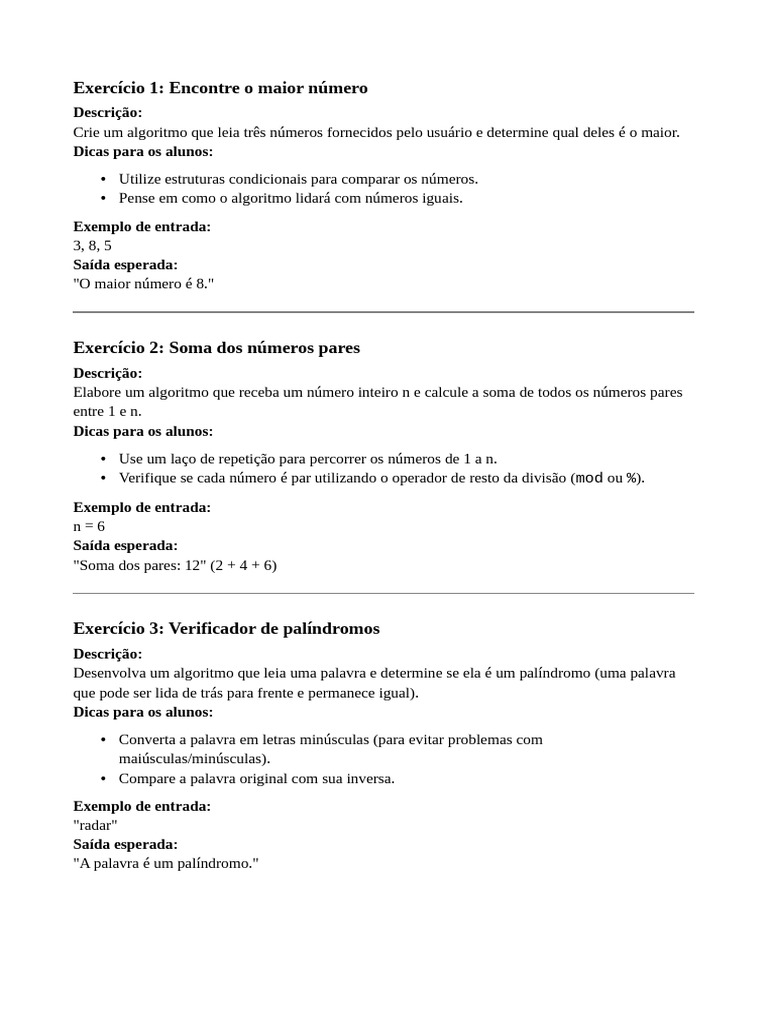Atividade 2 1 Algoritmos Pdf Algoritmos Matemática Aplicada