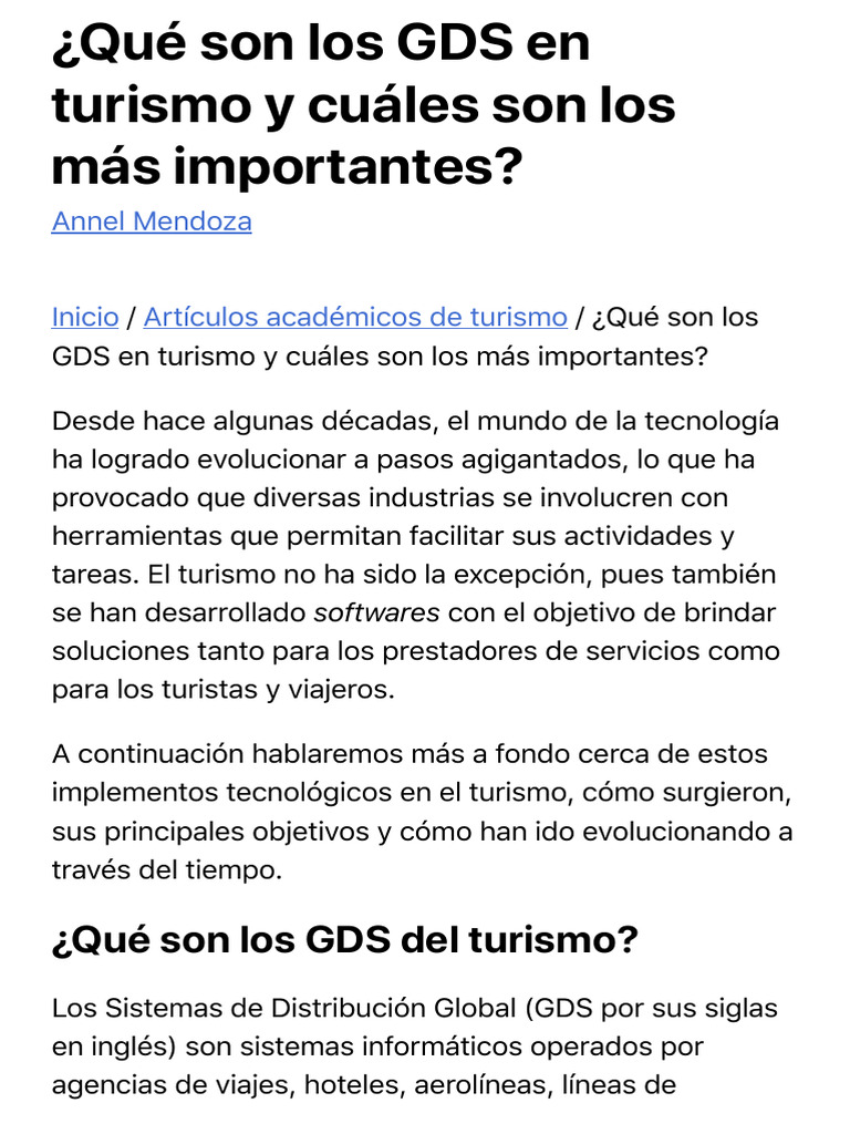 ¿Qué Son Los GDS en Turismo y Cuáles Son Los Más Importantes - Entorno ...
