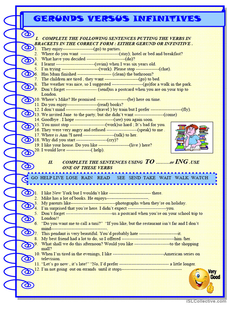 Gerunds and Infinitives Worksheet | PDF | Chess Theory | Chess