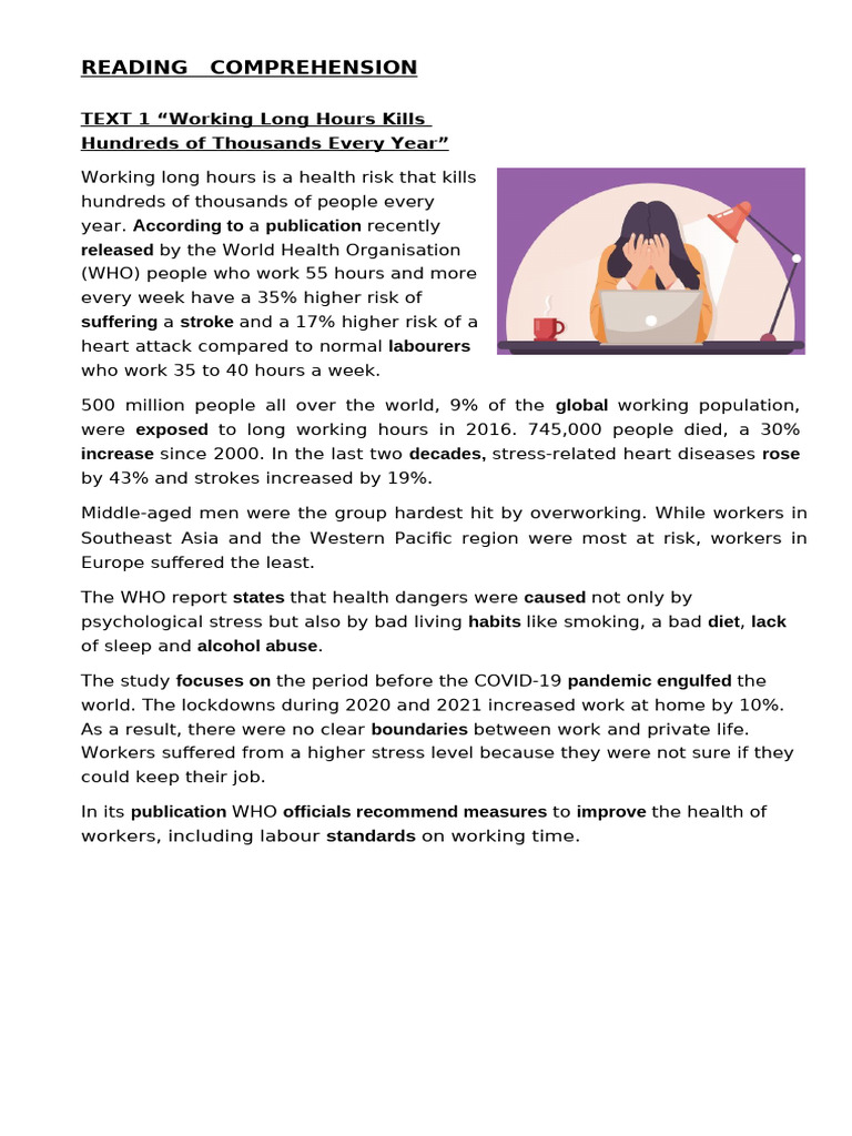 Reading Comprehension Test | PDF | Stroke | Cardiovascular Diseases