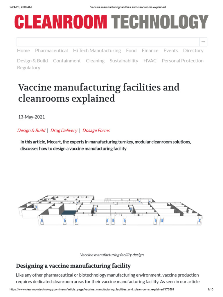 Vaccine Manufacturing Facilities and Cleanrooms Explained | PDF | Vaccines | Virus