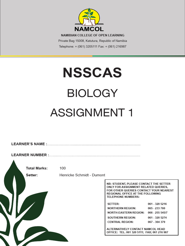 NSSCAS Biology Assignment 1 Guide | PDF | Amino Acid | Heart