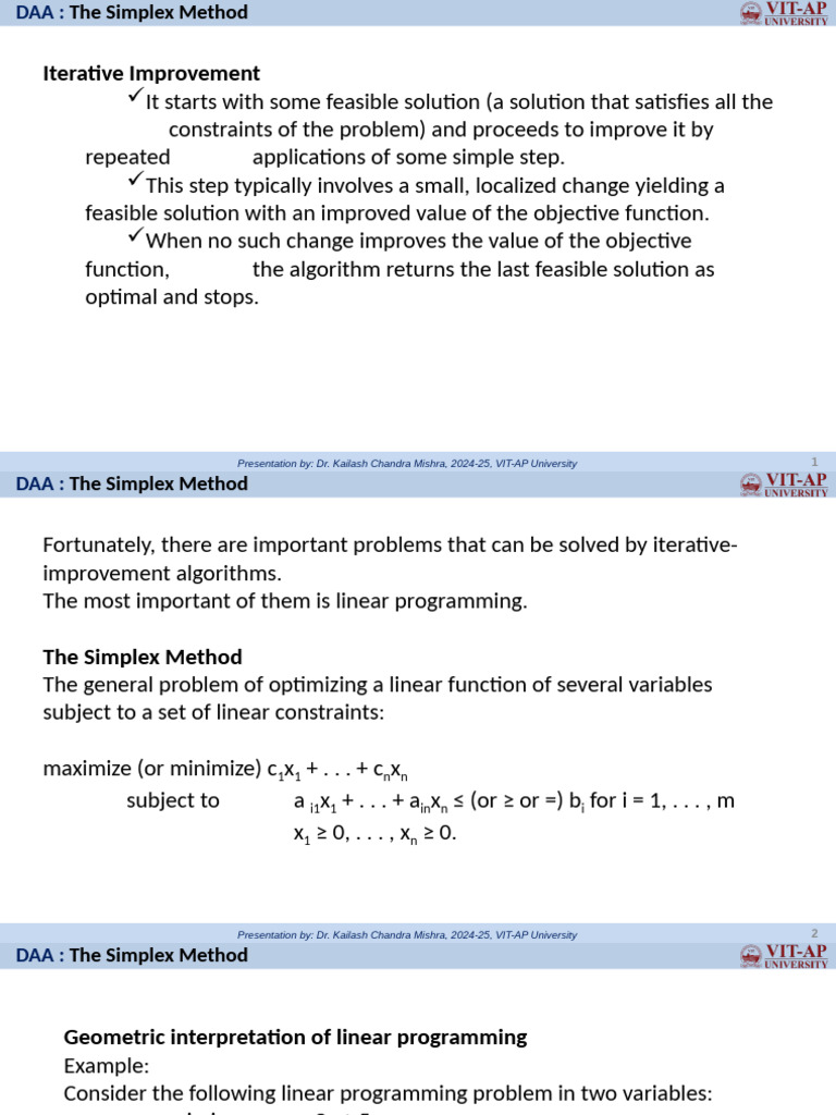 DAA VIT AP 25 The Simplex Method | PDF | Linear Programming ...