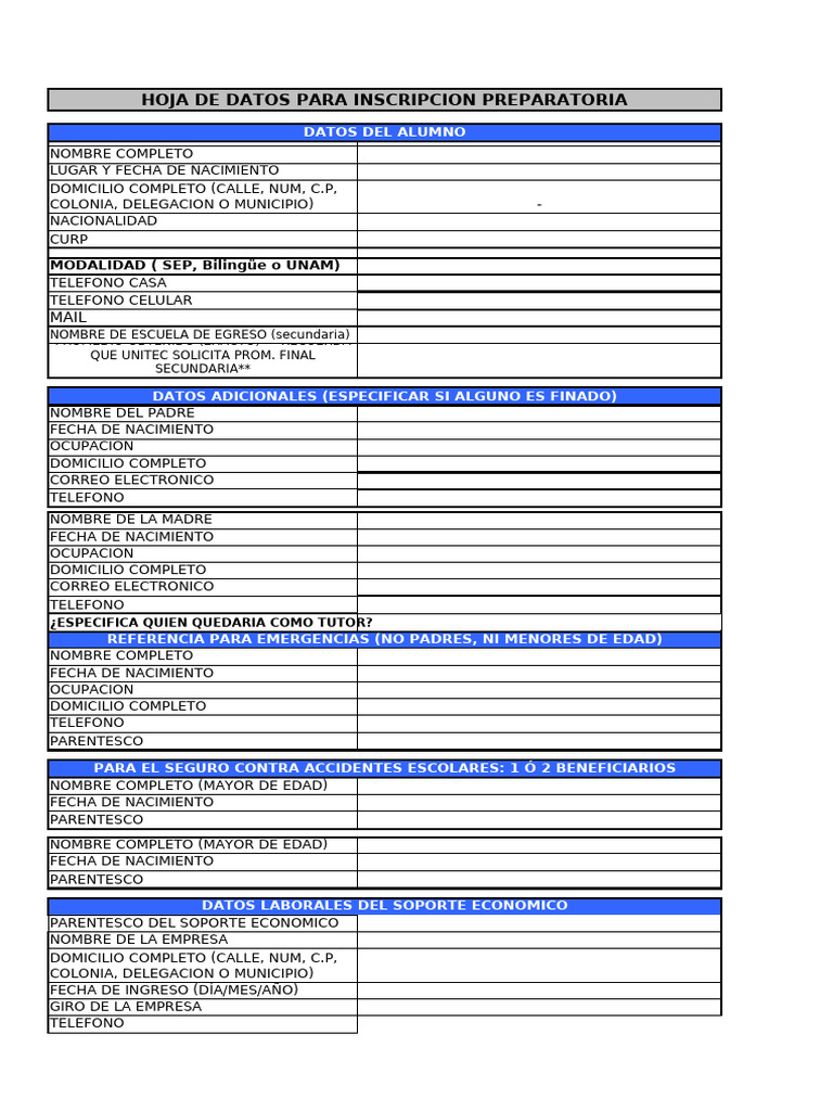 Formato de Inscripcion Preparatoria.1 | PDF