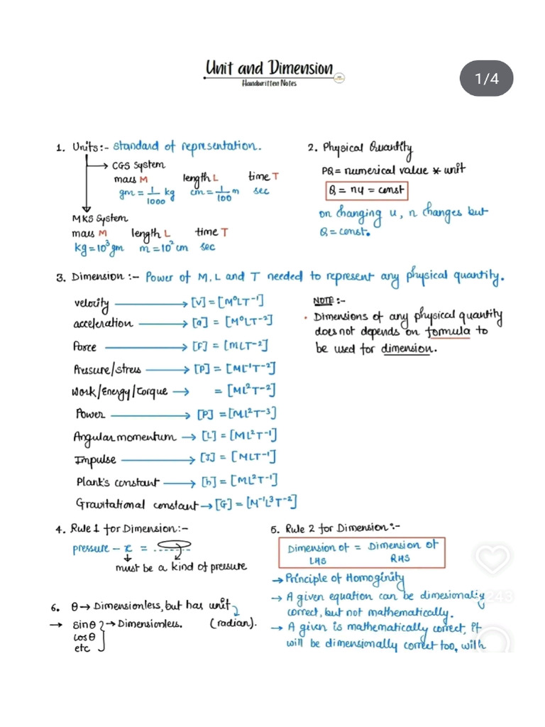 Unit and Dimensions | PDF