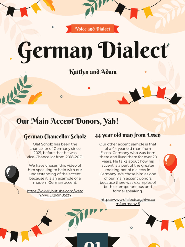Voice & Dialects - German Dialect Presentation | PDF | Vowel | Syllable