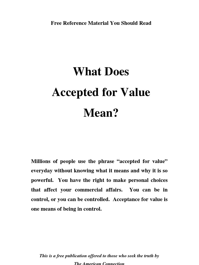 What Does Accepted For Value Mean | PDF