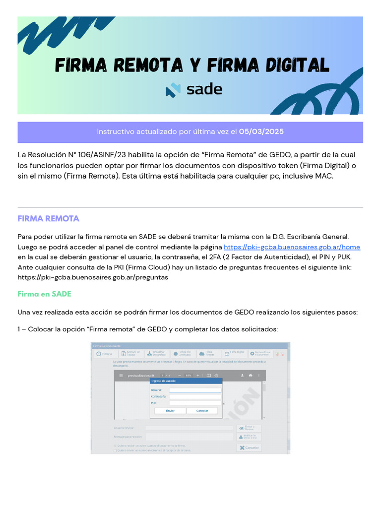 Guía de Firma Remota y Digital en SADE | PDF | Informática | Software