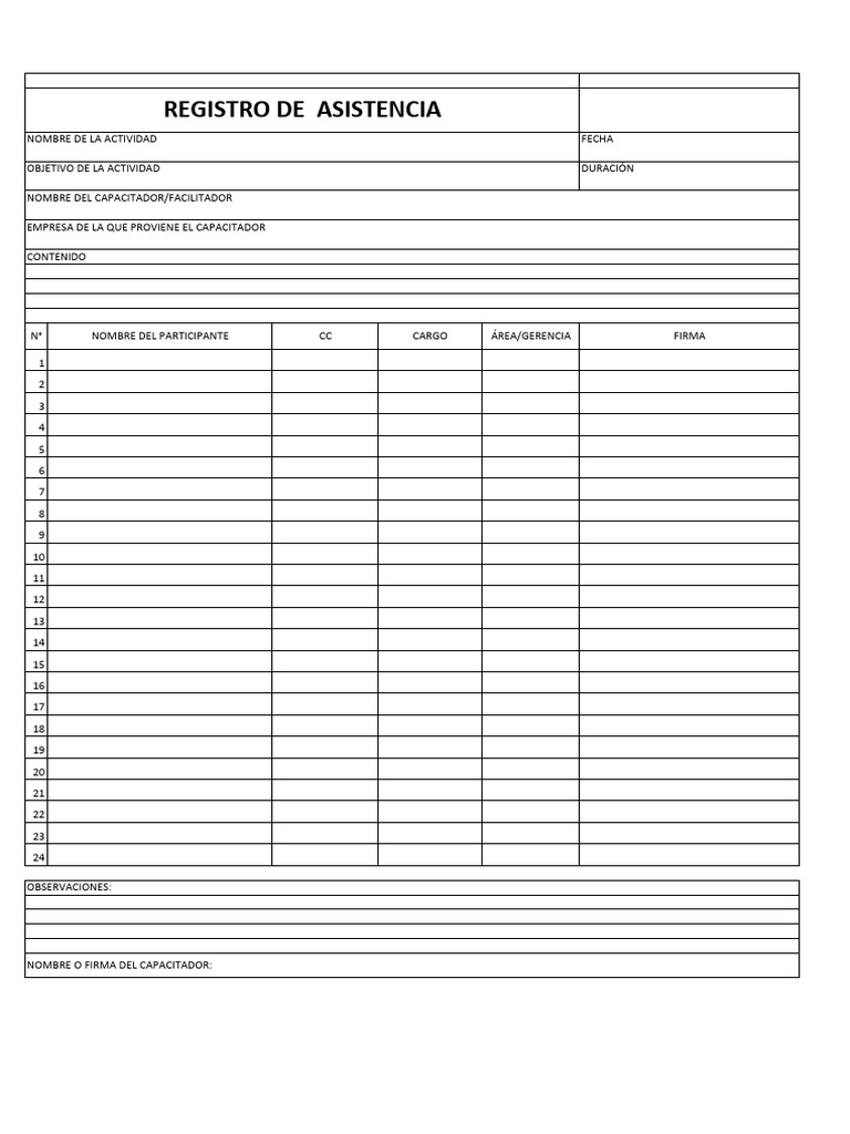 Registro Asistencia | PDF
