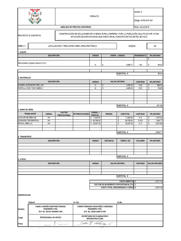 4. Análisis de Precios Unitarios Apus | PDF | Ingeniería
