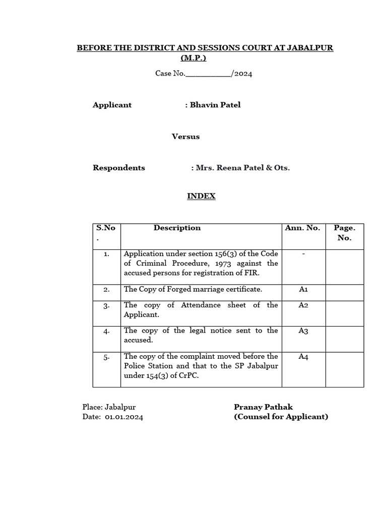 156-3 CRPC APplication | PDF | Crime & Violence | Law Enforcement