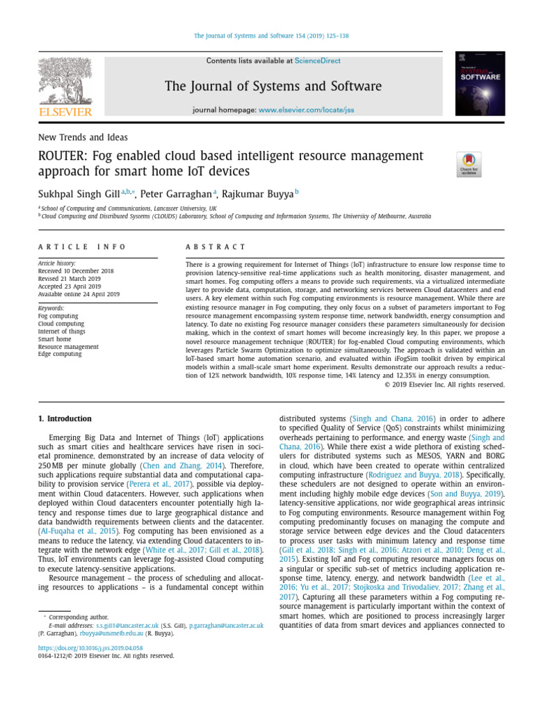 ROUTER - Fog Enabled Cloud Based Intelligent Resource Management ...