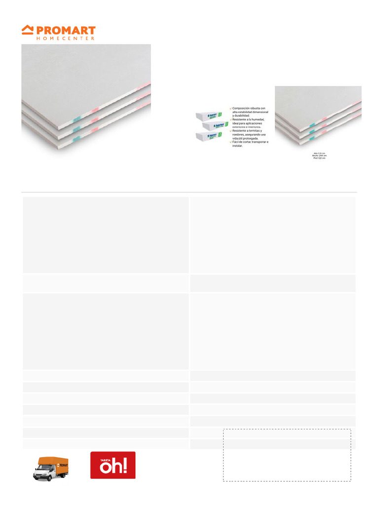 Placa Fibrocemento Superboard 8mm | PDF | Cemento | Materiales