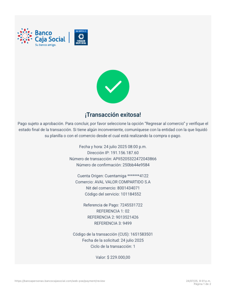 Confirmación de Pago Exitoso | PDF