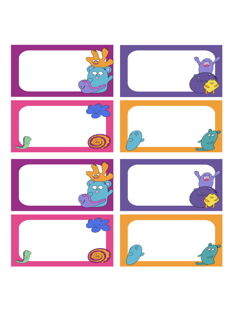Colorful Fun Monsters Student Name Label | PDF