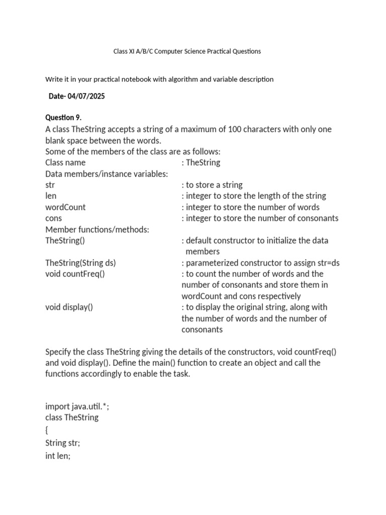 STD 11 Prac Assignment 9 | PDF | Constructor (Object Oriented Programming) | Programming