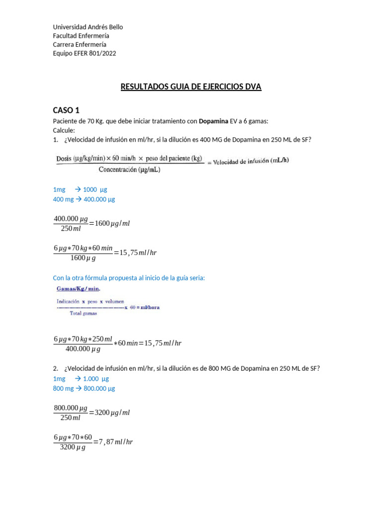 Resultados Guia de Ejercicios Dva | PDF | Especialidades Medicas | Tratamientos médicos