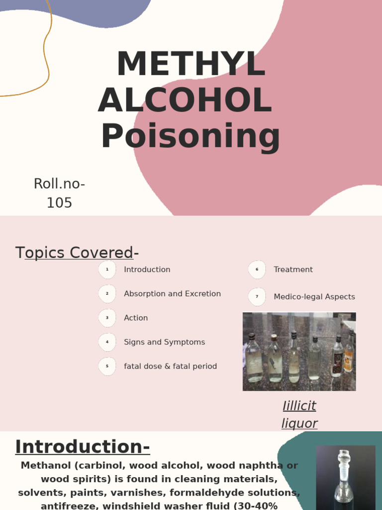 Methanol Poisoning - PPTX 5 | PDF | Methanol | Ethanol