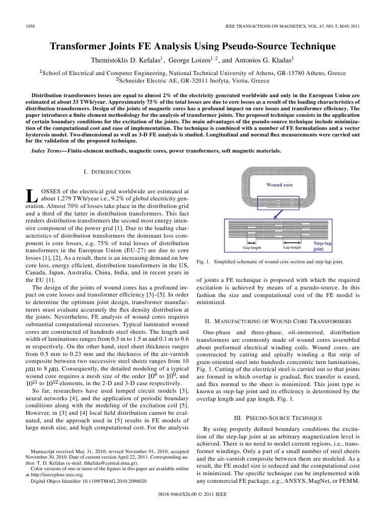 Transformer Joints FE Analysis Using Pseudo-Source Technique | PDF ...