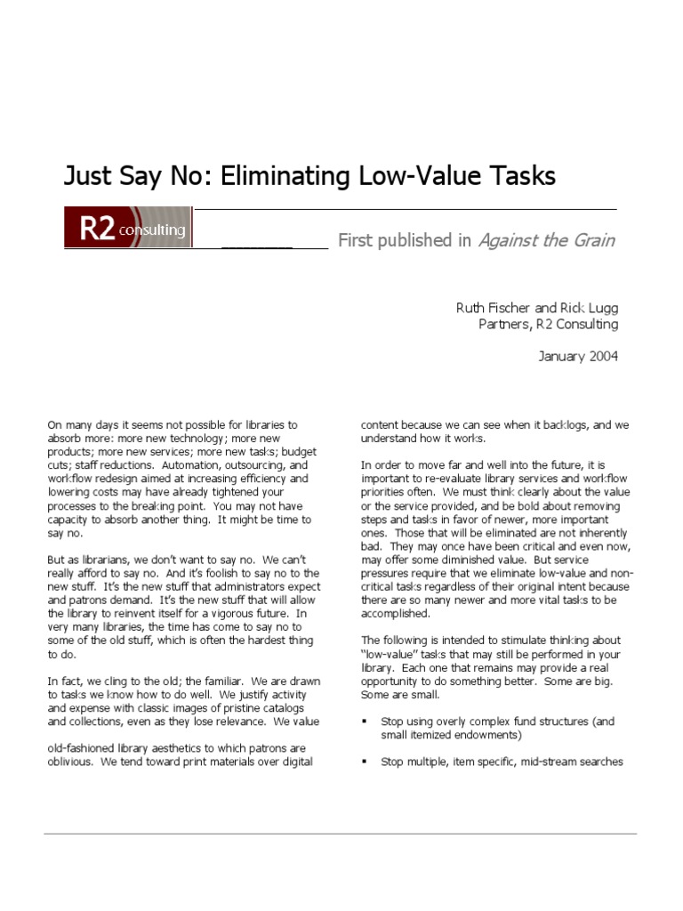 Just Say No | PDF | Libraries | Library And Museum