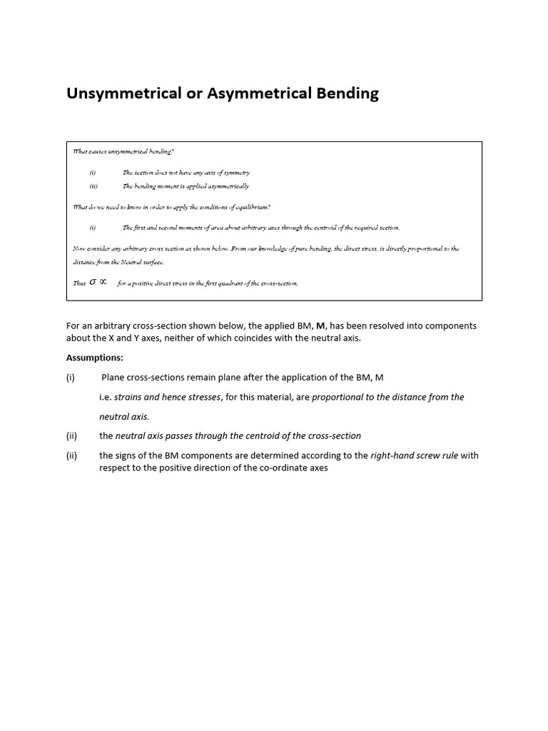 Asymmetrical Bending Analysis | PDF | Bending | Stress (Mechanics)