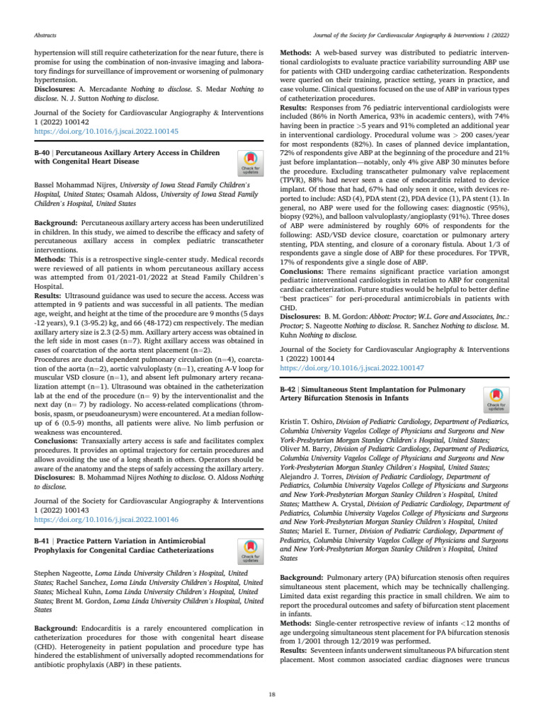 Percutaneous Axillary Artery Access in Children With Congenital Heart ...