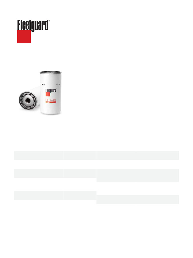 LF3749 Fleetguard Details | PDF