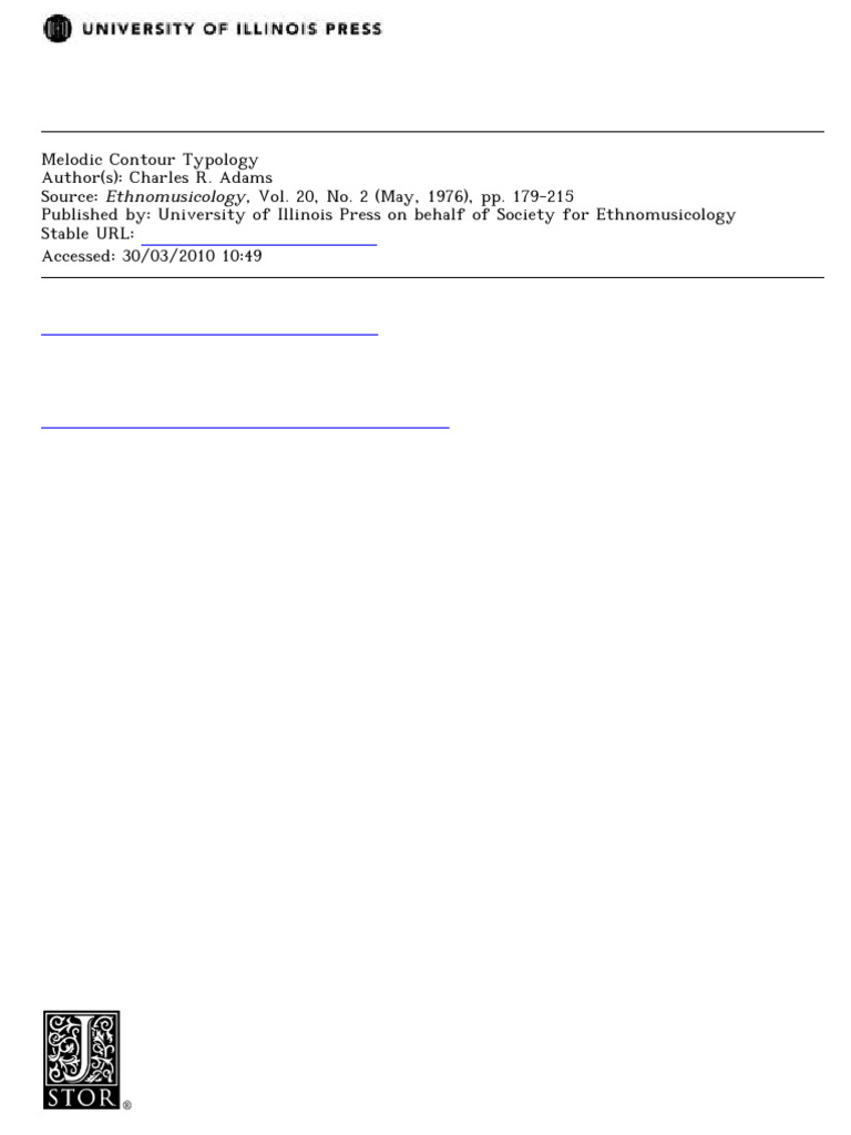 Adams Melodic Contour Typology | PDF | Contour Line | Interval (Music)