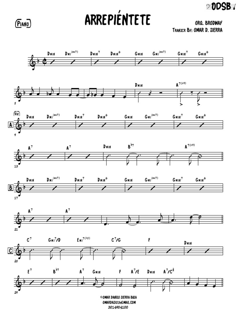 Arrepiéntete - Piano | PDF