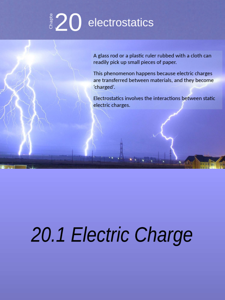 Chapter 20 Electrostatics | PDF | Electric Charge | Electron