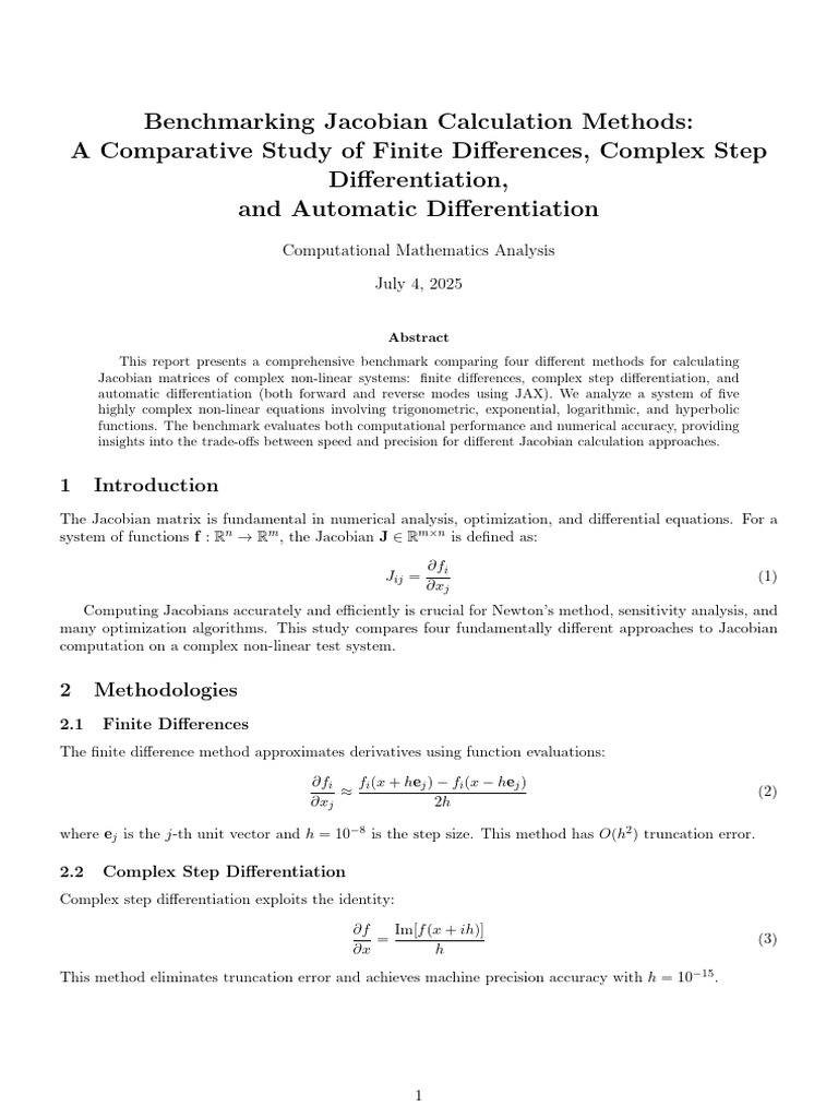 Complex Step Differentiation Method | PDF | Derivative | Finite Difference