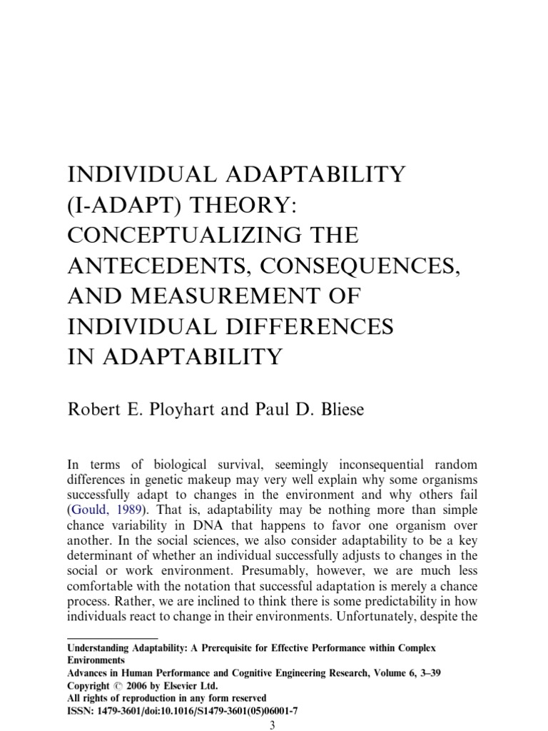 Individual Adaptability | PDF | Coping (Psychology) | Expert