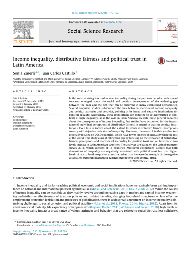 Zmerli, S., & Castillo, J. C. Income Inequality, Distributive Fairness ...