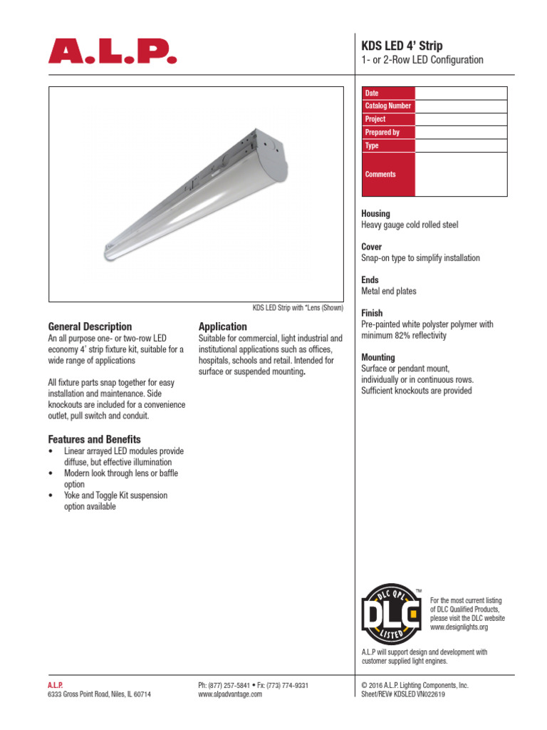 KDS LED 4' Strip Fixture Kit Overview | PDF | Light