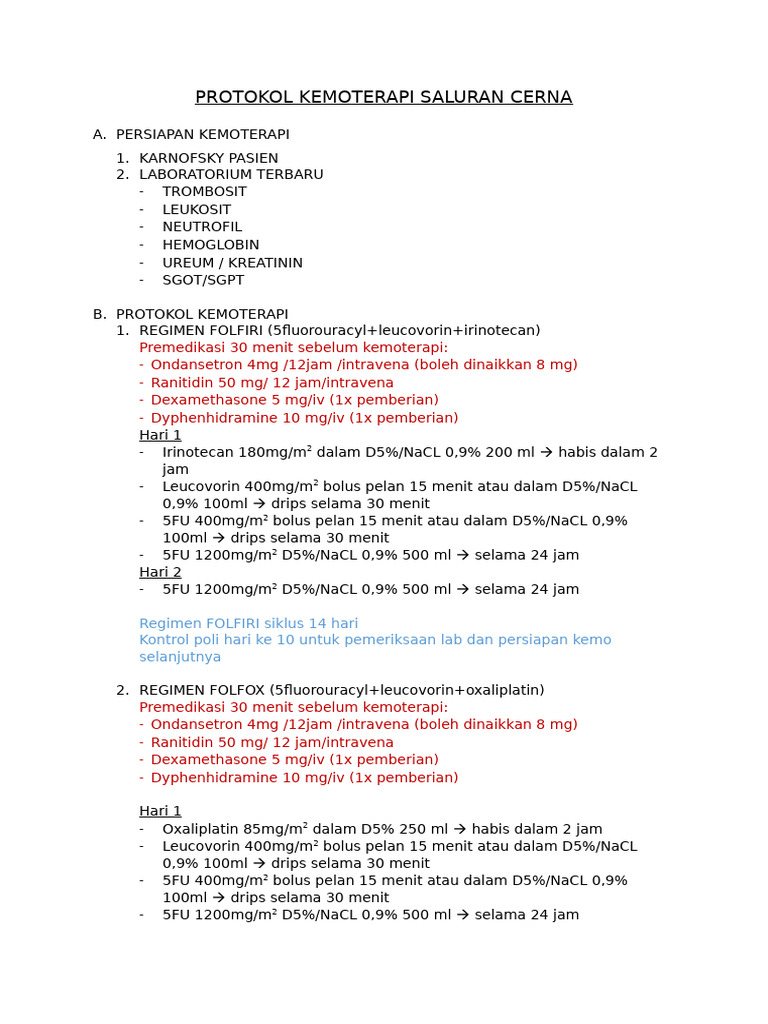 Protokol Kemoterapi FOLFIRI dan FOLFOX | PDF