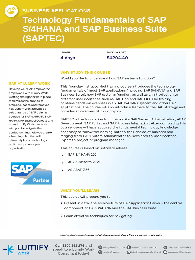SAPTEC Course Overview and Benefits | PDF | Learning