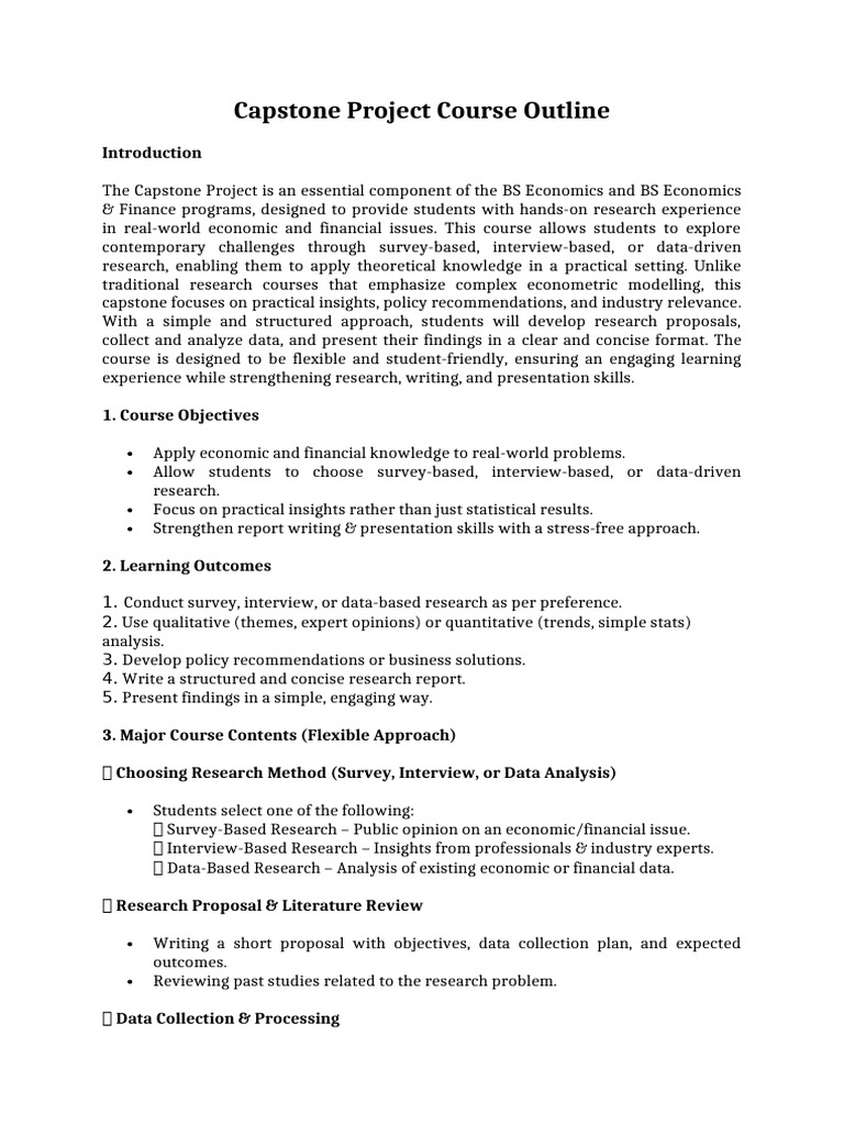 Capstone Project Course Outline-Final | PDF | Data | Statistics