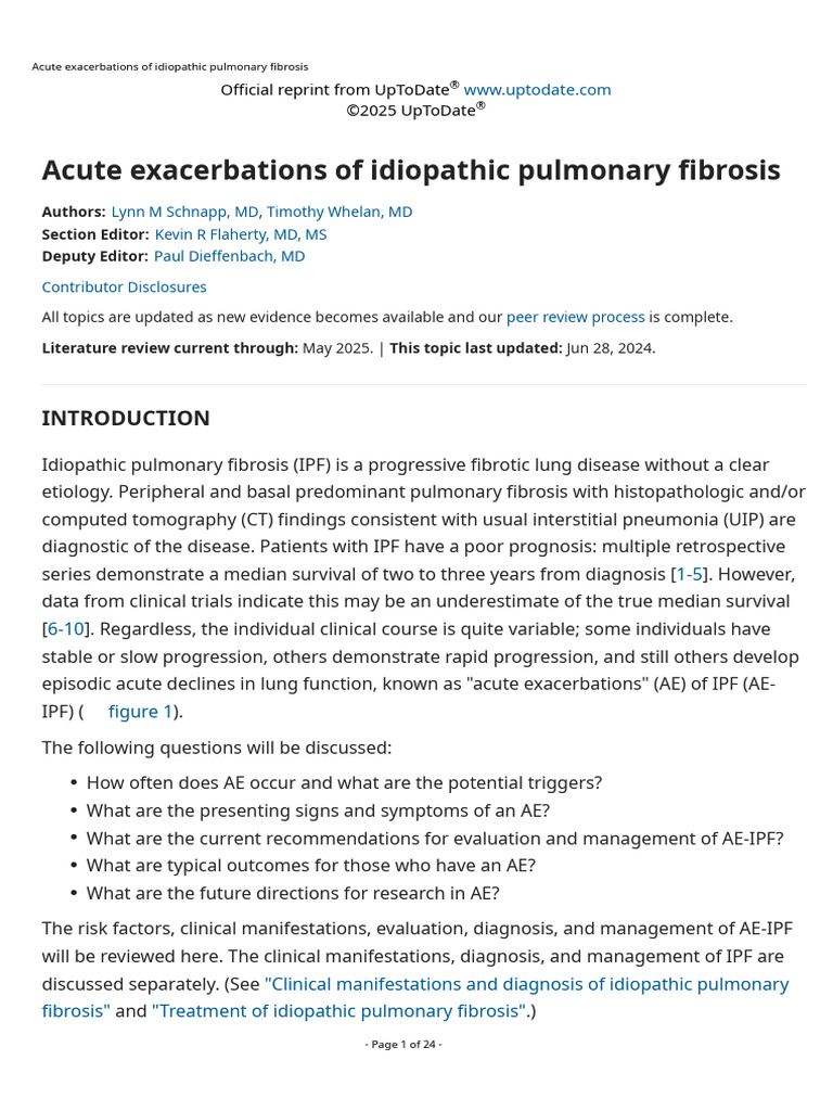 Acute Exacerbations of Idiopathic Pulmonary Fibrosis | PDF ...
