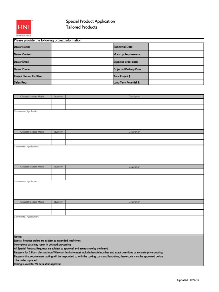 HNII Special Request Form | PDF