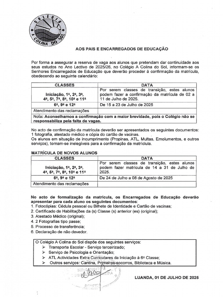 Informação - A Colina Do Sol | PDF