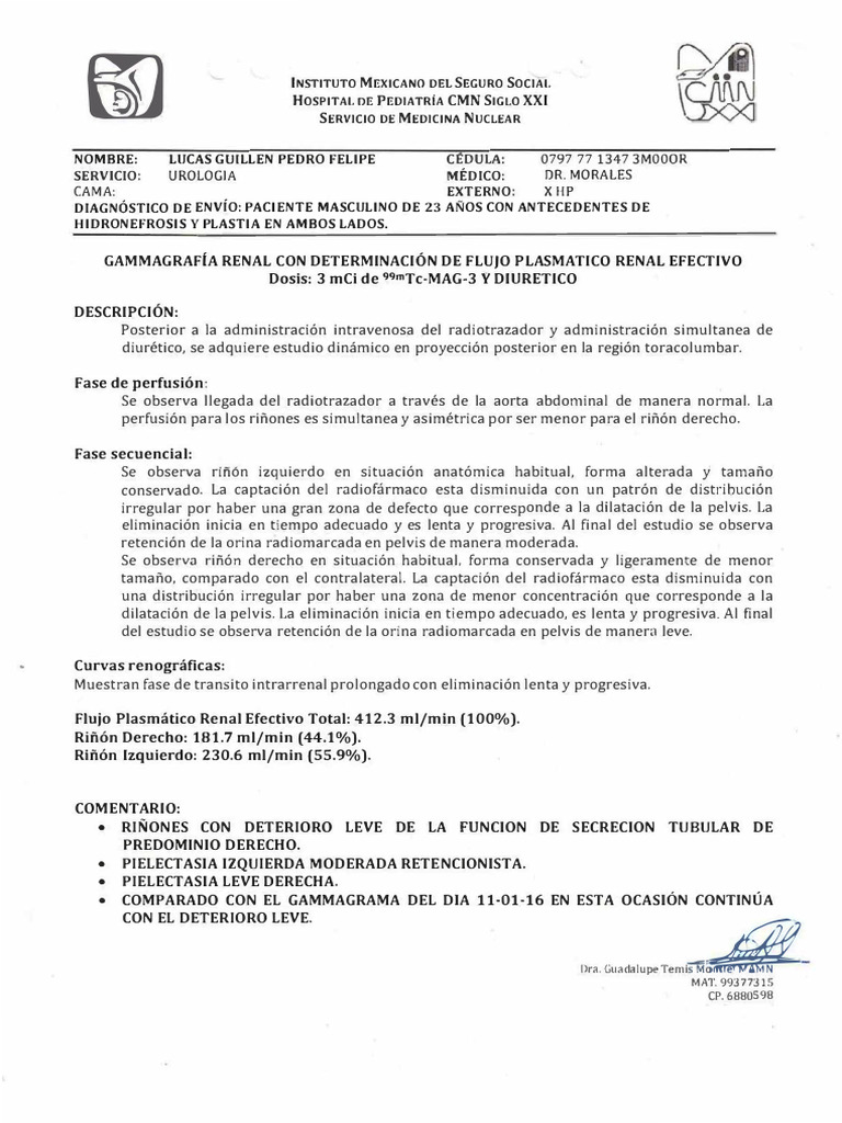 Gammagrafía renal en paciente con hidronefrosis | PDF | Riñón | Abdomen