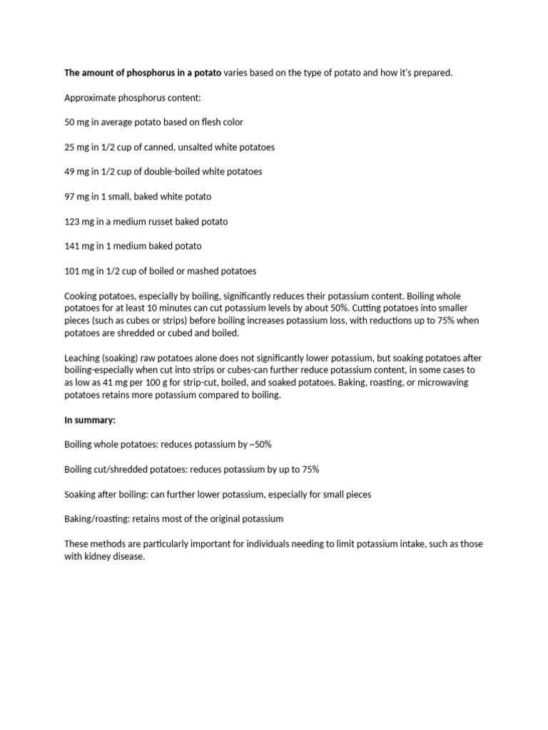Phosphorus in A Potato by Method | PDF