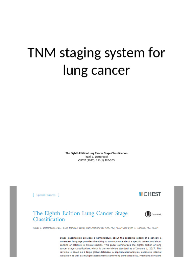TNM Staging System For Lung Cancer | PDF | Lung Cancer | Neoplasms