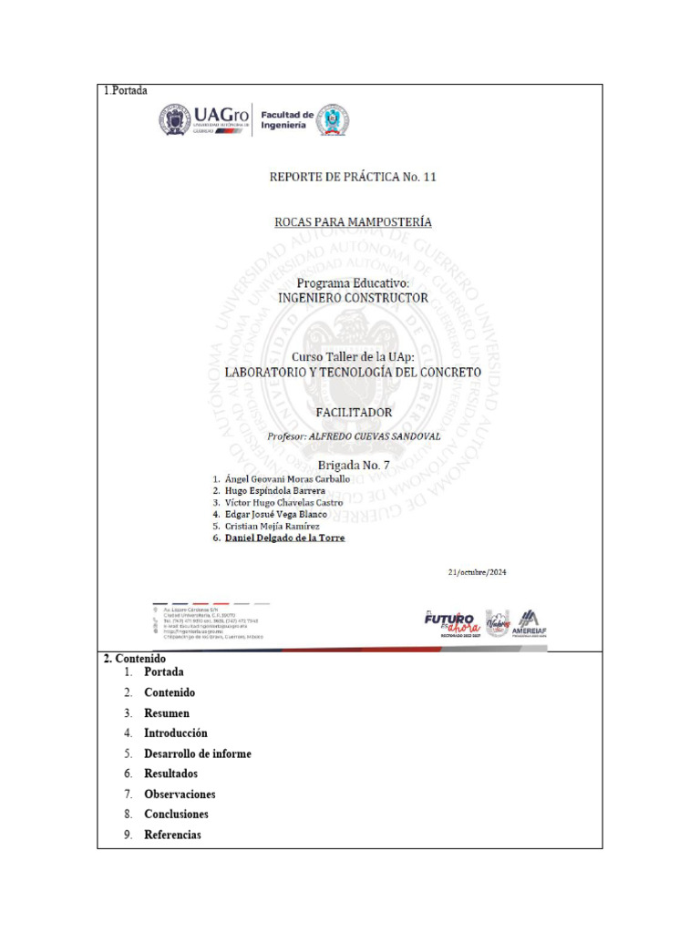 Ejemplo Reporte | PDF | Roca (geología) | Albañilería